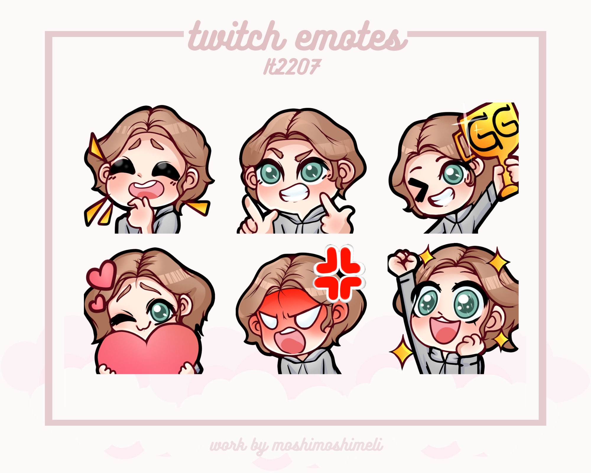 6 Custom Emotes Emojis Stickers Pack For Twitch Discord And Etsy
