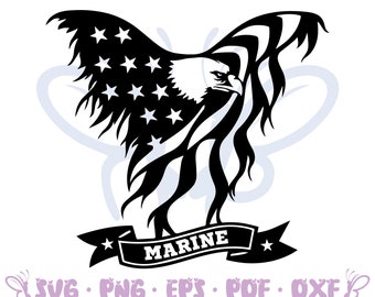 badge insignia Marine logo Black white outline cut file patch USMC svg ...