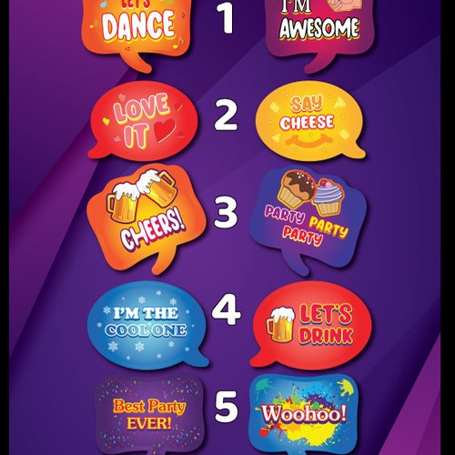 BUNDLE Social Props 5 Double-sided Photo Booth Props - Etsy