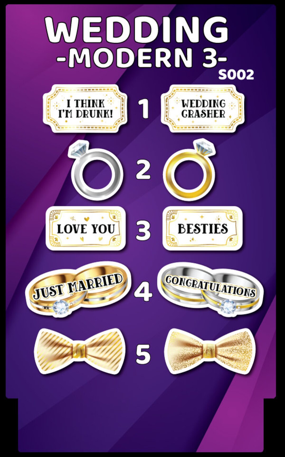BUNDLE! Wedding Modern 3 - 5 Double-sided Photo Booth Props - Etsy