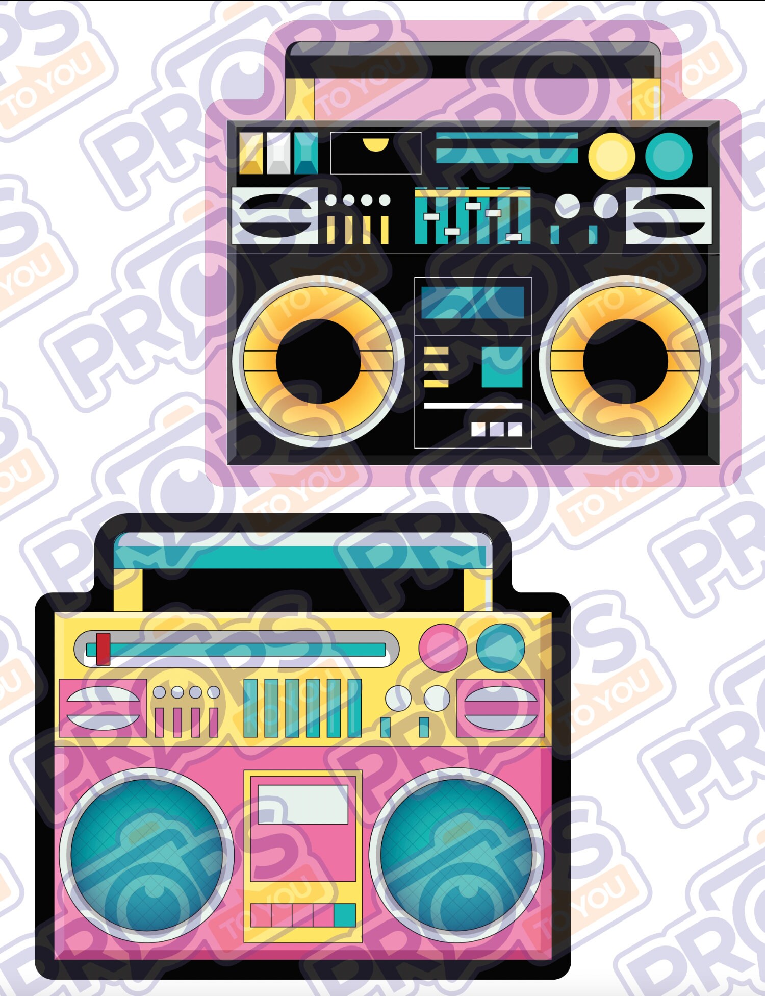 HUGE Props: 1980's Pink/black Boom Box stereo Photo - Etsy