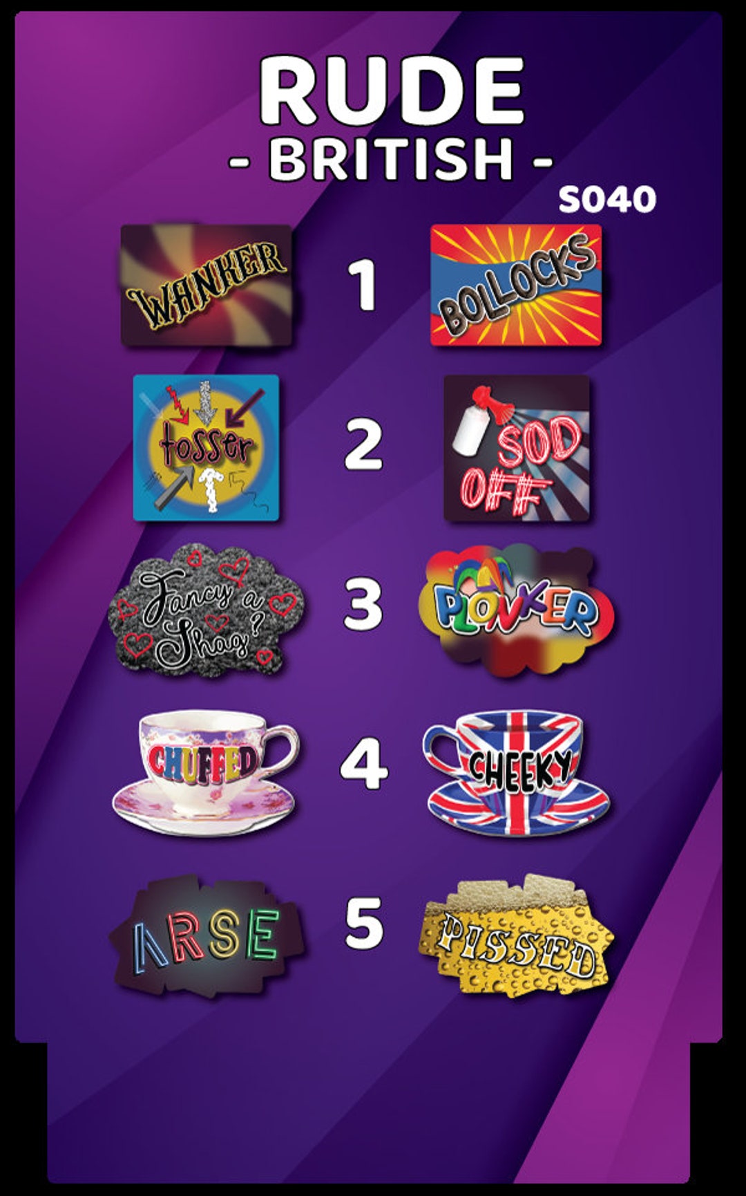 BUNDLE Rude: British 5 Double-sided Photo Booth Props - Etsy