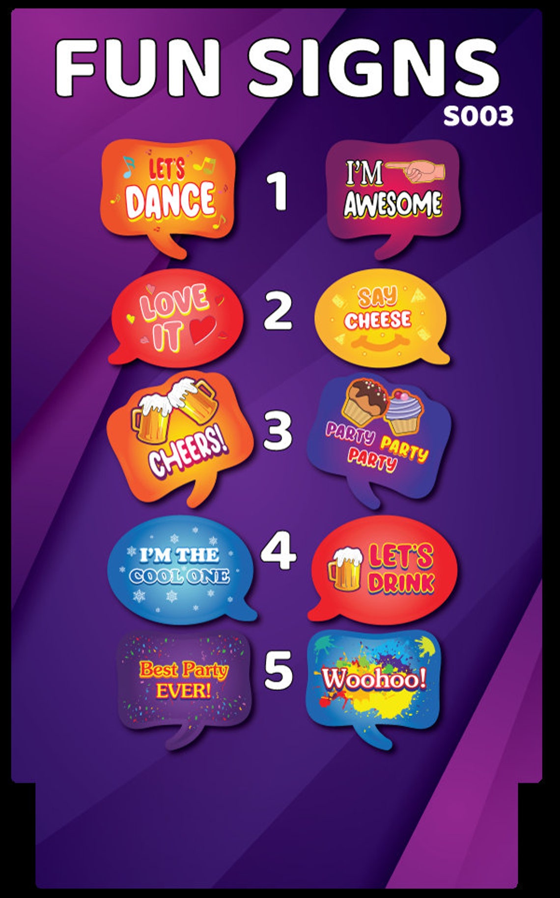 BUNDLE Fun Signs Bundle 5 Double-sided Photo Booth Props - Etsy