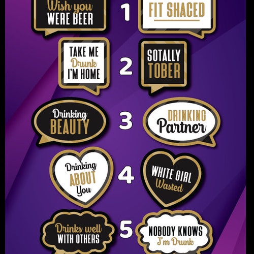 BUNDLE Alcohol 5 Double-sided Photo Booth Props - Etsy