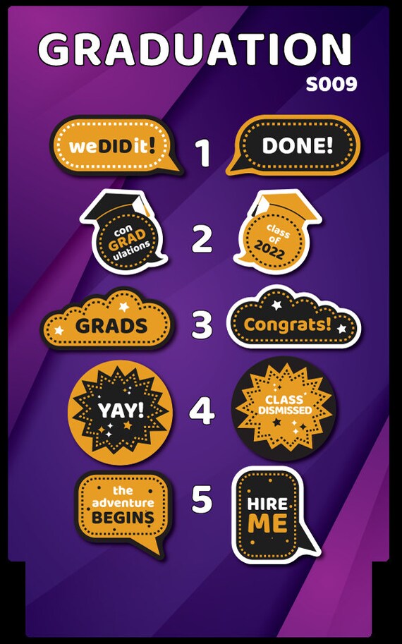 BUNDLE Graduation 5 Double-sided Photo Booth Props | Etsy