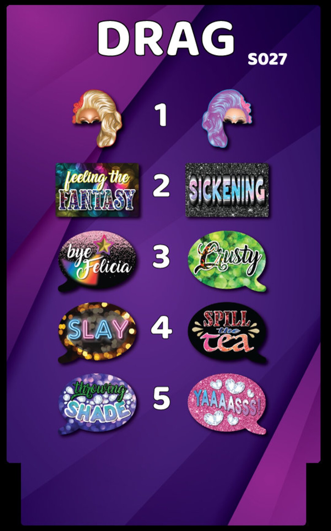 BUNDLE Drag 5 Double-sided Photo Booth Props - Etsy