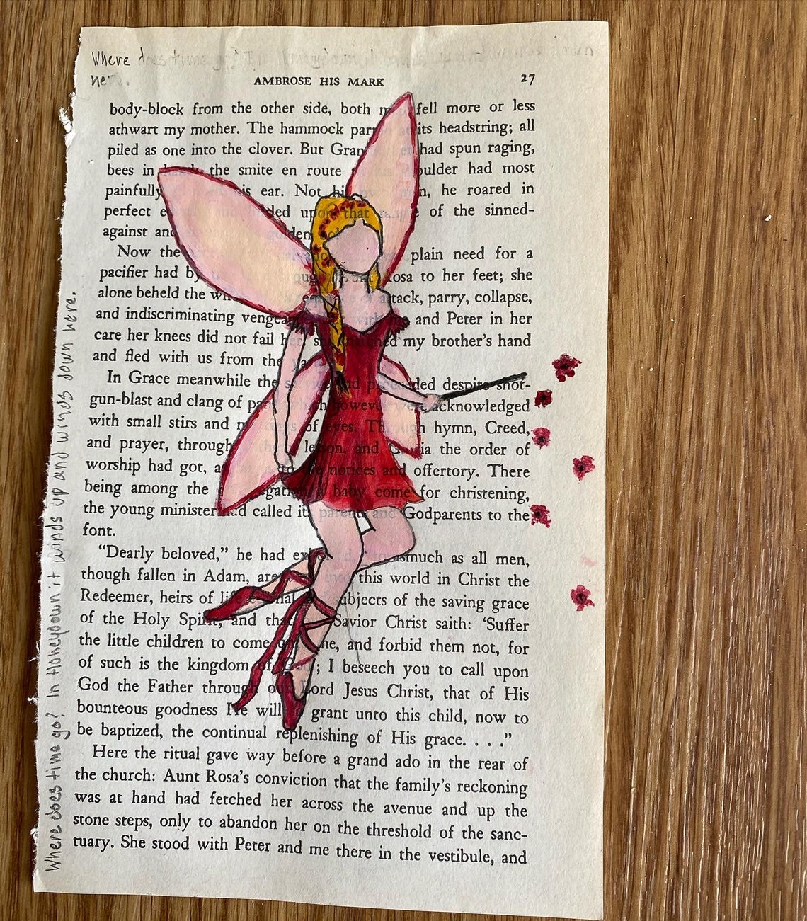Ruby the Red Fairy Illustration Painted on Book Pages - Etsy