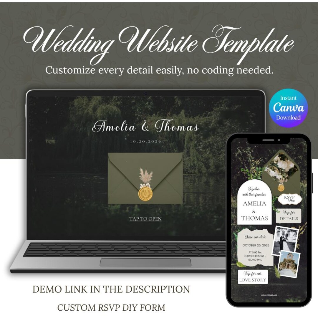 Vintage Preppy Wedding Website Template, Classic Old-money Style ...