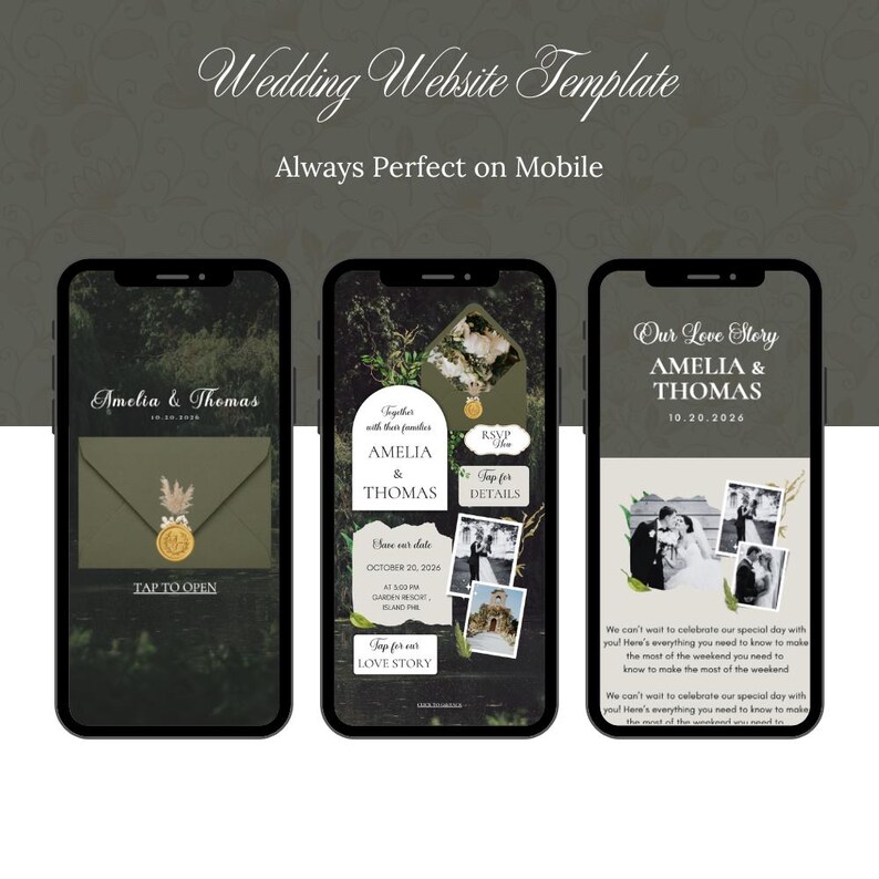Vintage Preppy Wedding Website Template, Classic Old-money Style ...