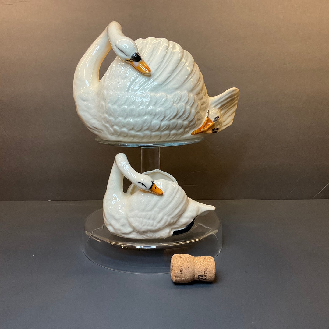 Set of 2 White 1940s Swan Ceramic Planters Made in Japan, Vtg Ceramic ...