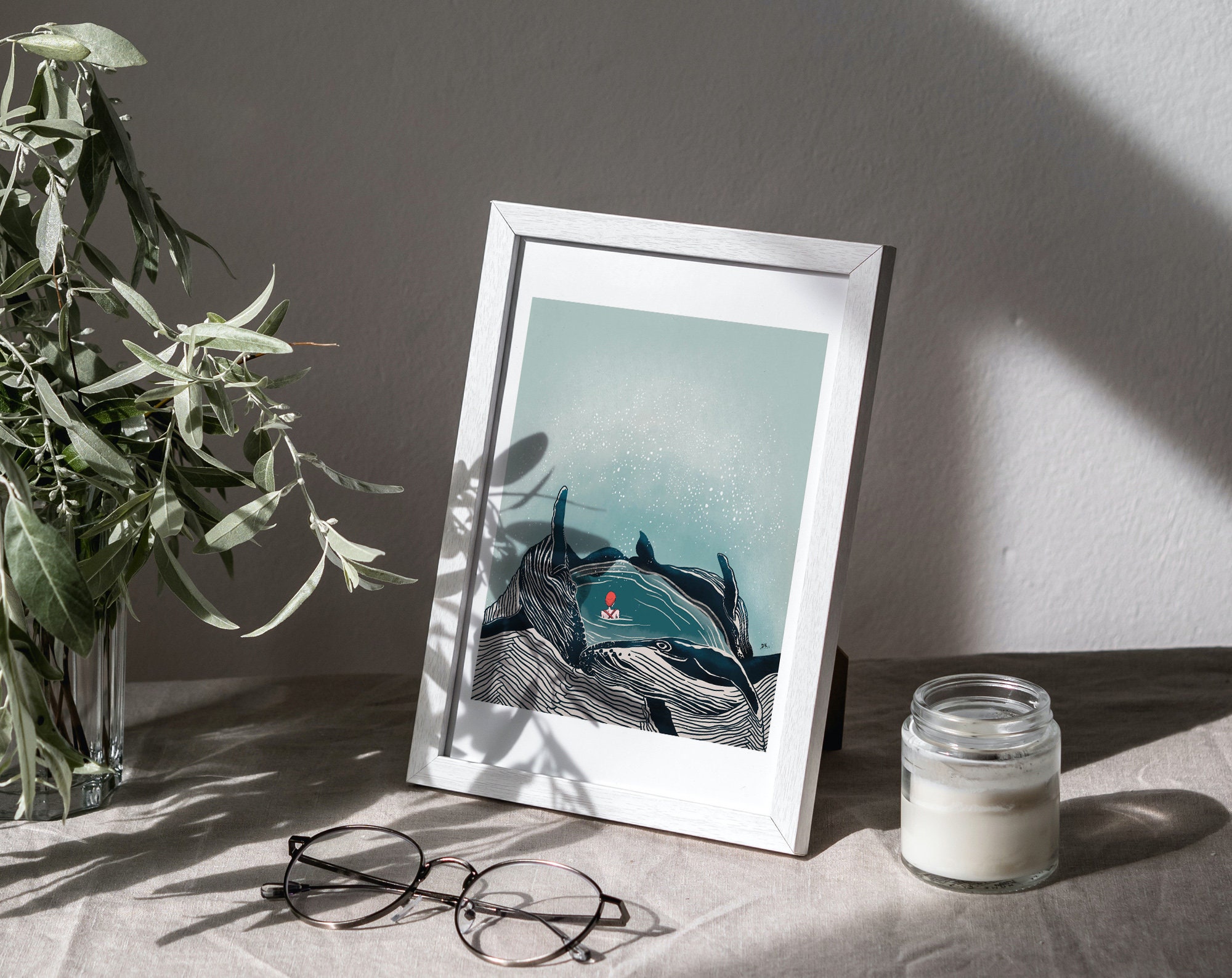 Hot Pod Art Print | Daphna Kato Illustration Open Water Snow Hotpots ...