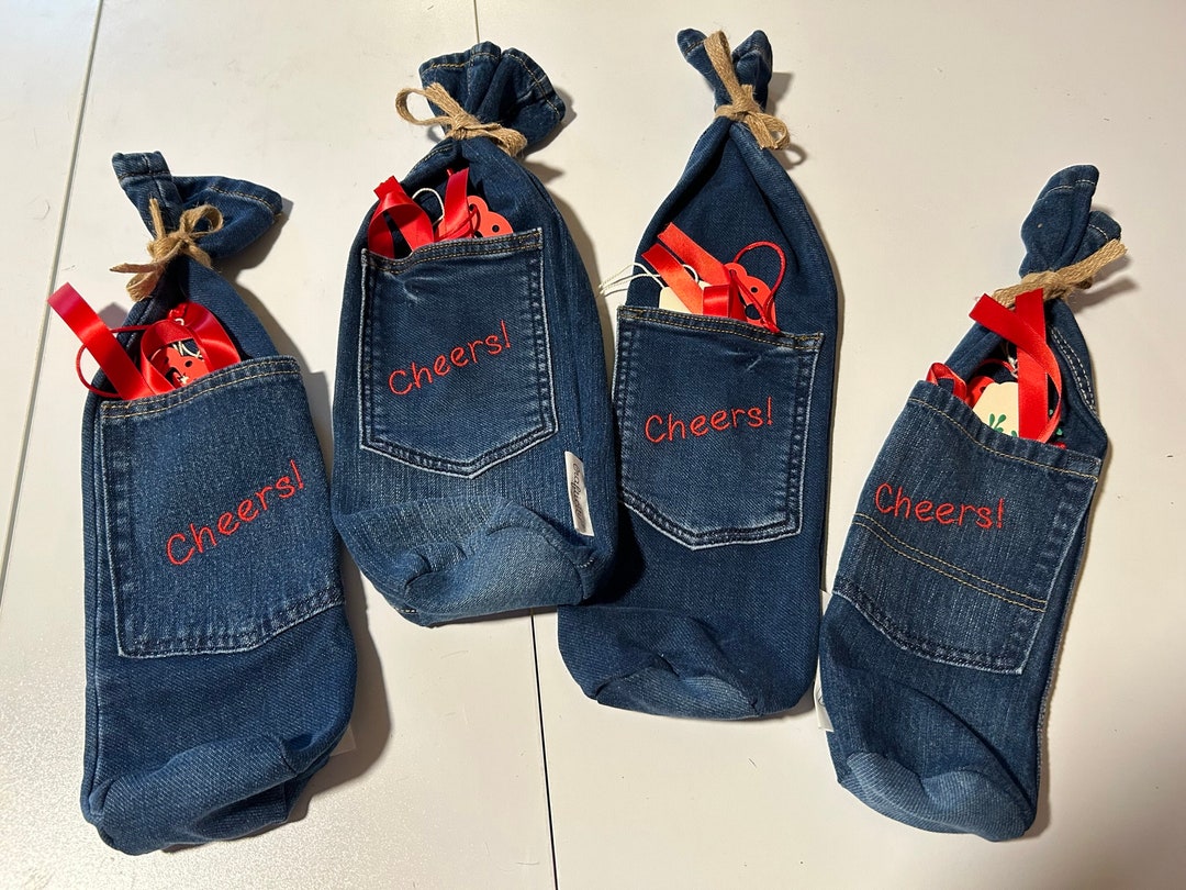 BOTTLE CARRIER - UPCYCLED From Jeans Remnant Fabric - Wine’dup - Etsy