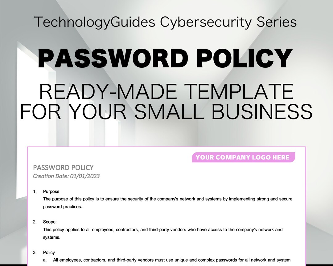 Easy Password Policy Template - Cybersecurity for Your Business - Etsy
