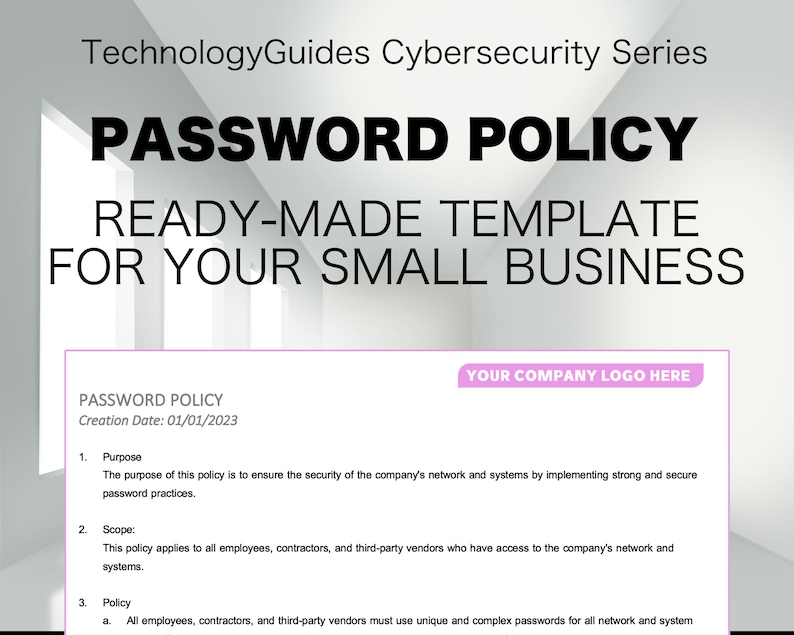 Easy Password Policy Template - Cybersecurity for Your Business - Etsy