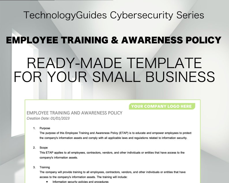 Easy Employee Training & Awareness Policy Template - Cybersecurity for ...