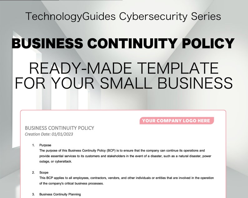 Easy Business Continuity Policy Template - Cybersecurity for Your Business - Etsy