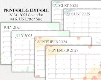 Editable Printable 2025 Botanical Monthly Calendar | Seasonal Themed ...
