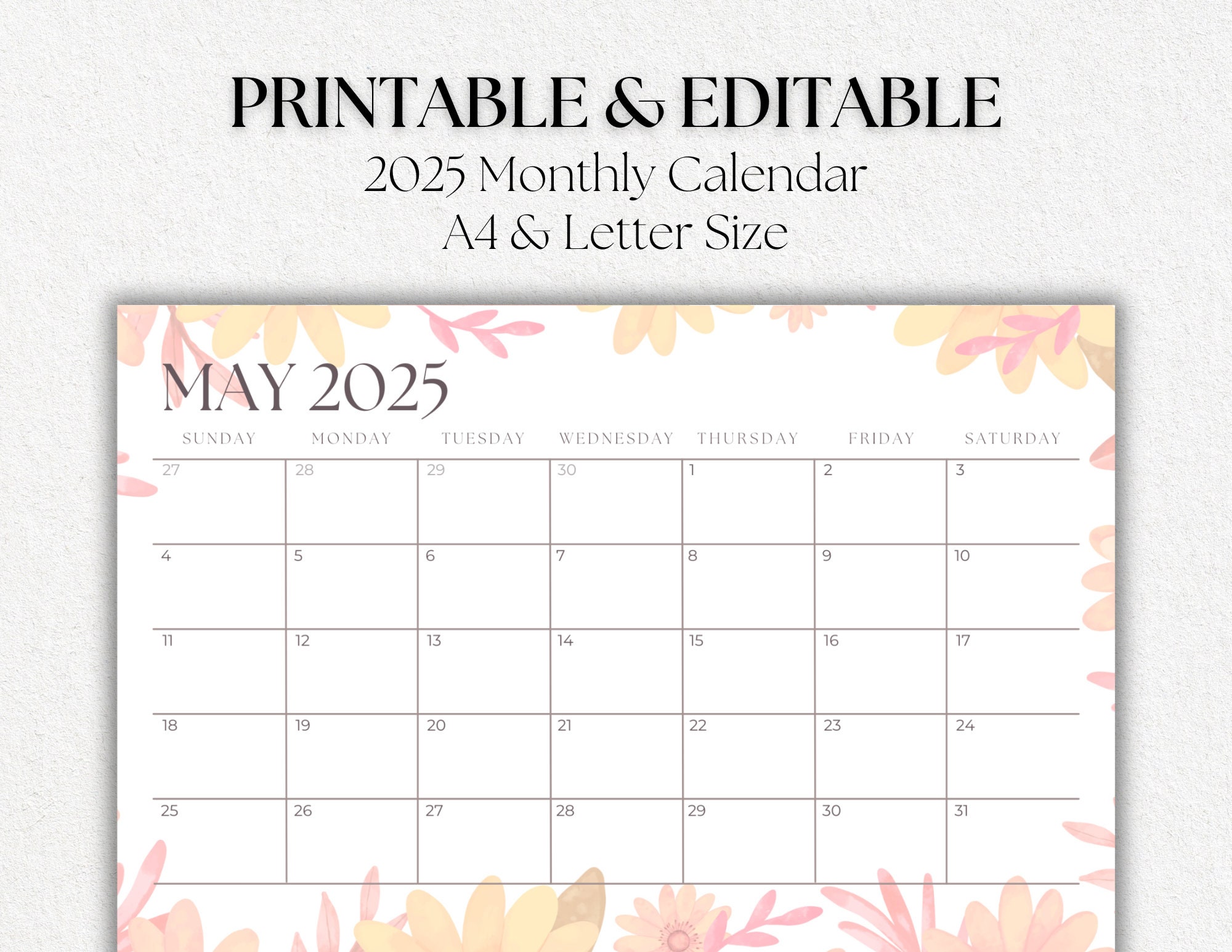 2025 Botanical Calendar: Printable Monthly Planner (A4, US Letter) (PDF ...