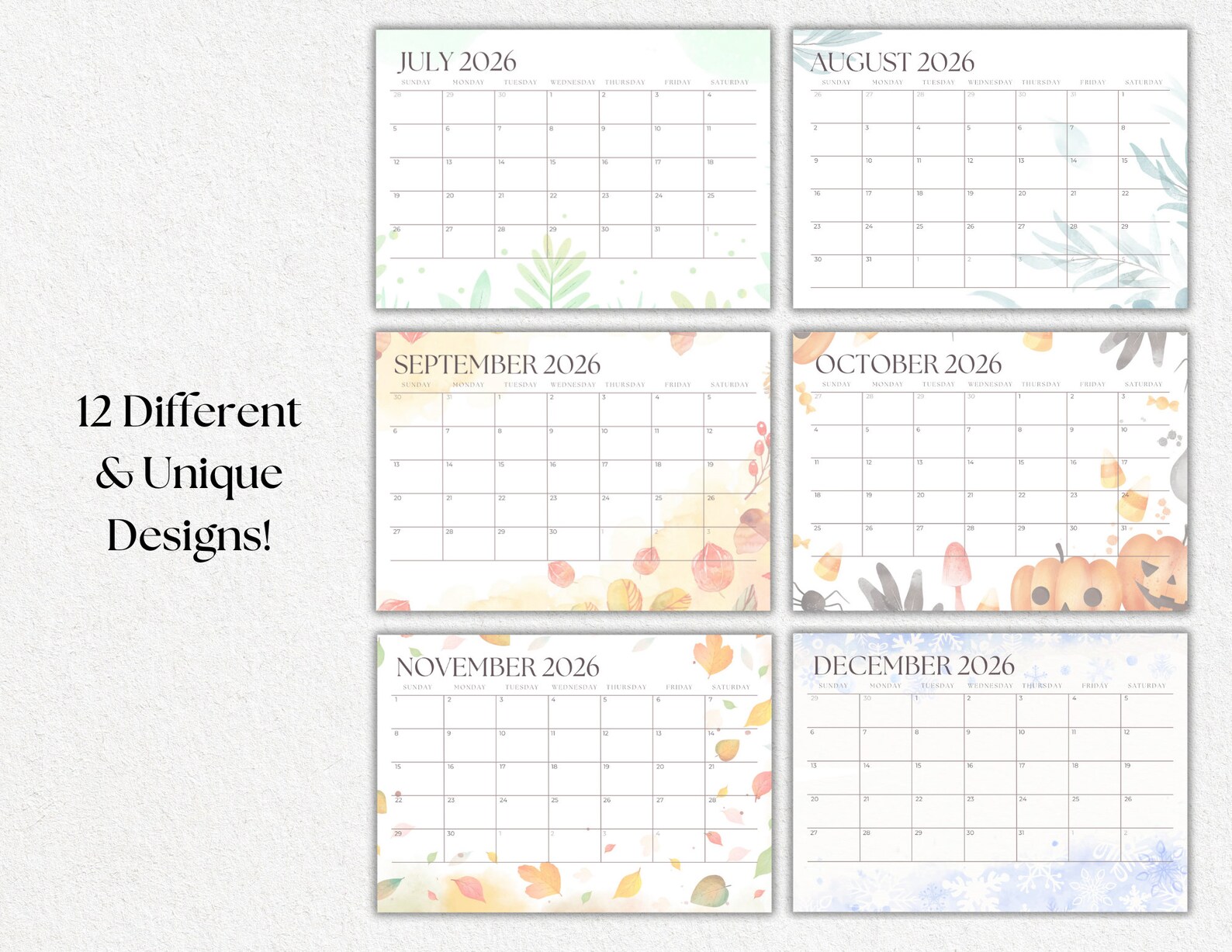 2026 Botanical Monthly Calendar: A4, US Letter (editable Printable PDF ...