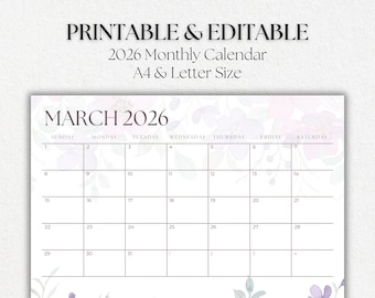 2025 Botanical Calendar: Printable Monthly Planner (A4, US Letter) (PDF ...