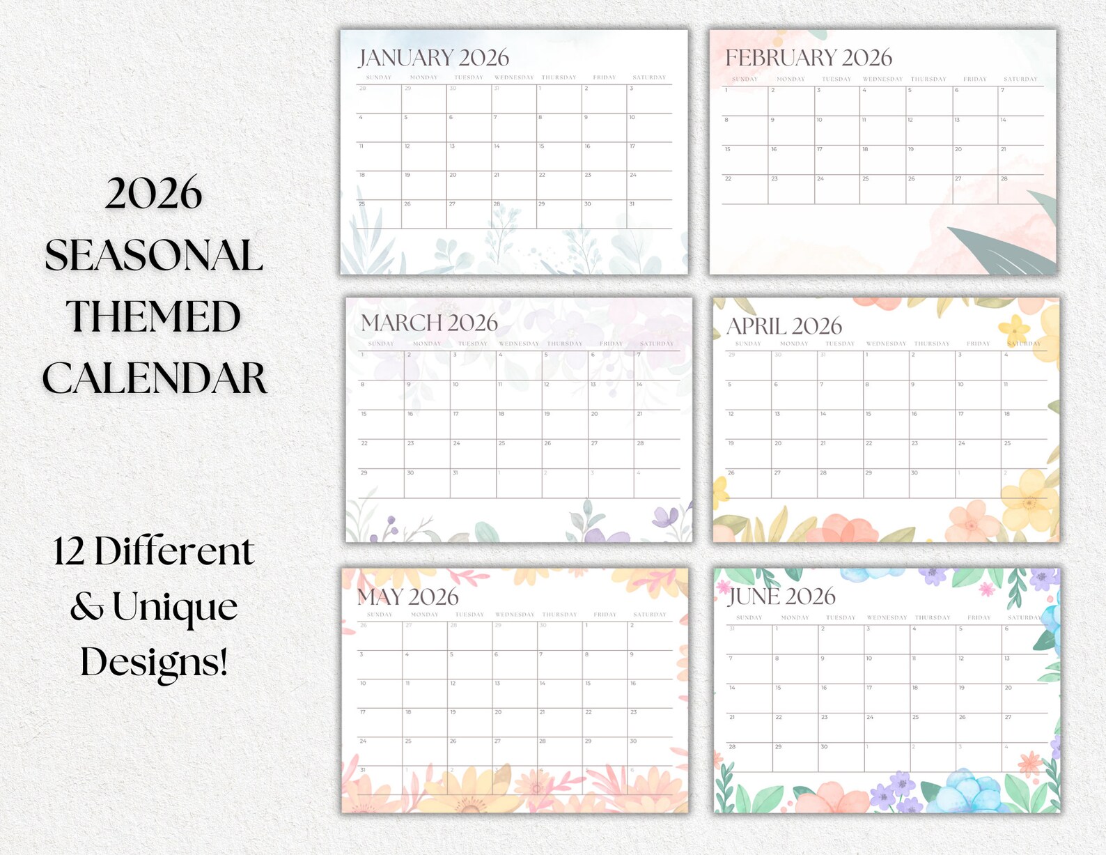 2025-2026 Botanical Calendar: Editable Printable, A4 & US Letter (PDF ...