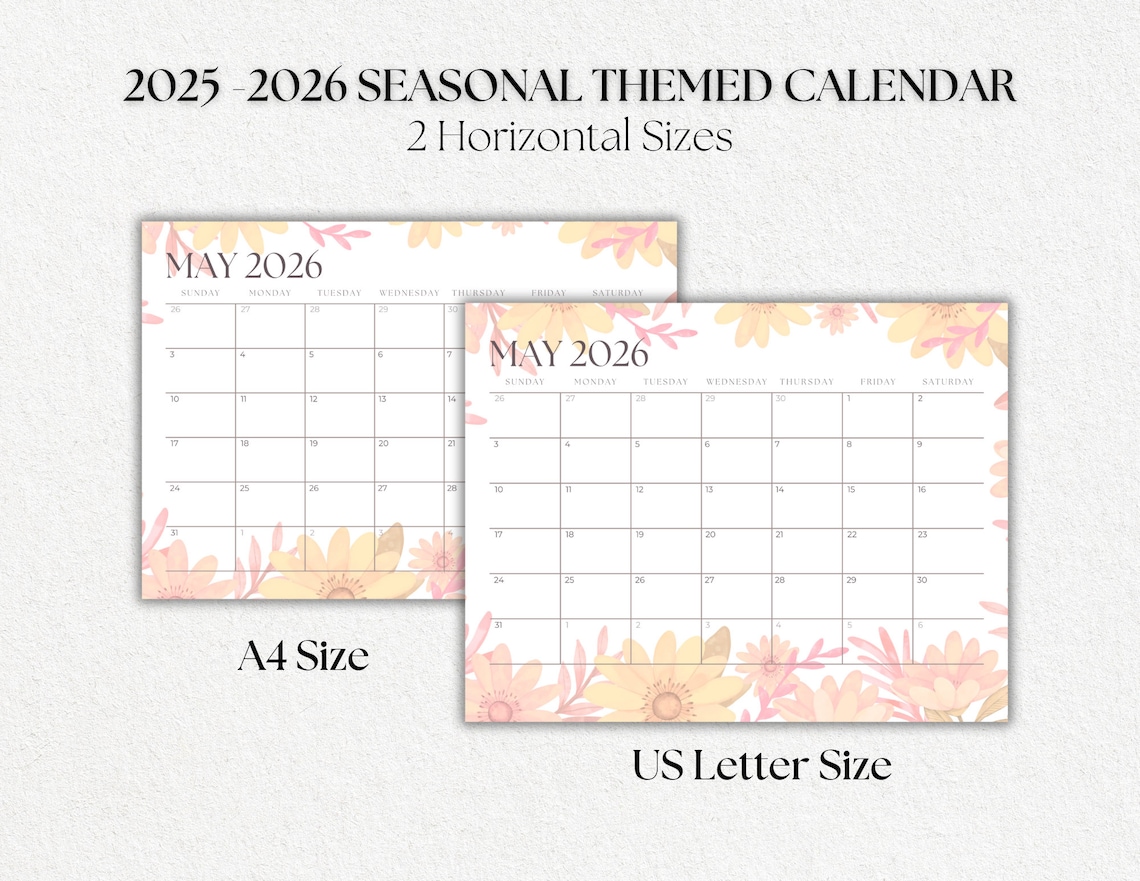 2025-2026 Botanical Calendar: Editable Printable, A4 & US Letter (PDF ...