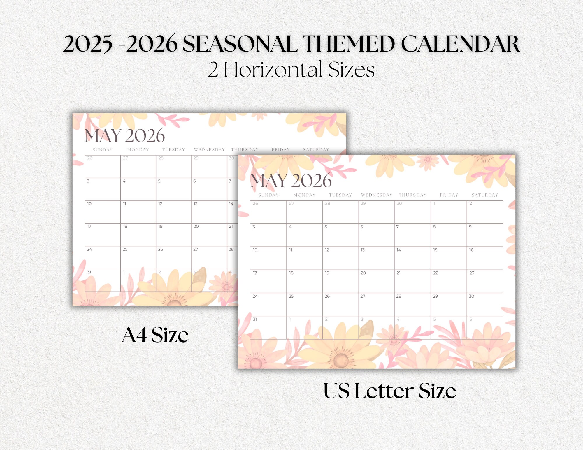2025-2026 Botanical Calendar: Editable Printable, A4 & US Letter (PDF ...