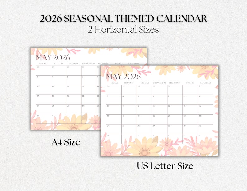 2026 Botanical Monthly Calendar: A4, US Letter (editable Printable PDF ...