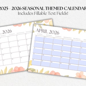2025-2026 Botanical Calendar: Editable Printable, A4 & US Letter (PDF ...