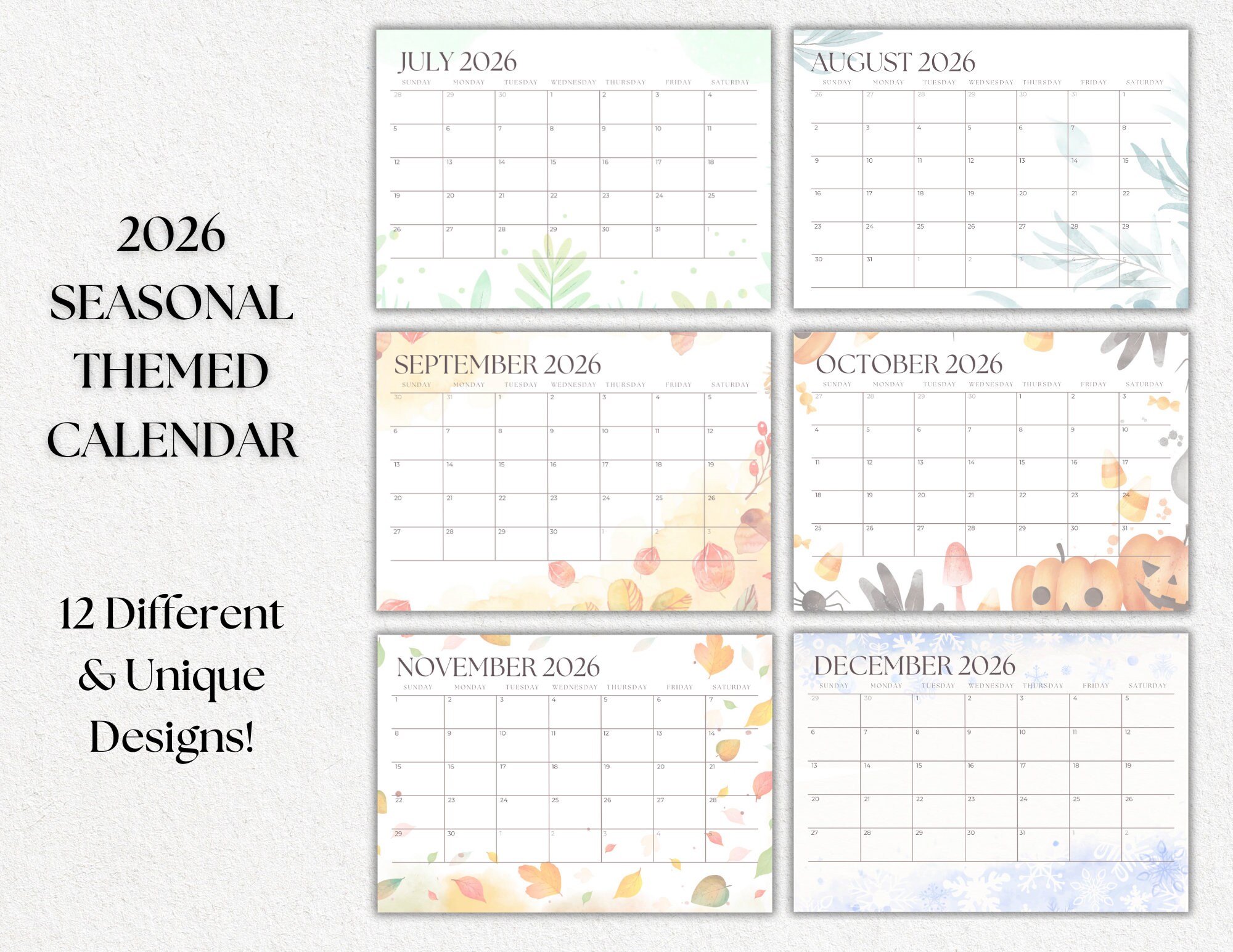2025-2026 Botanical Calendar: Editable Printable, A4 & US Letter (PDF ...
