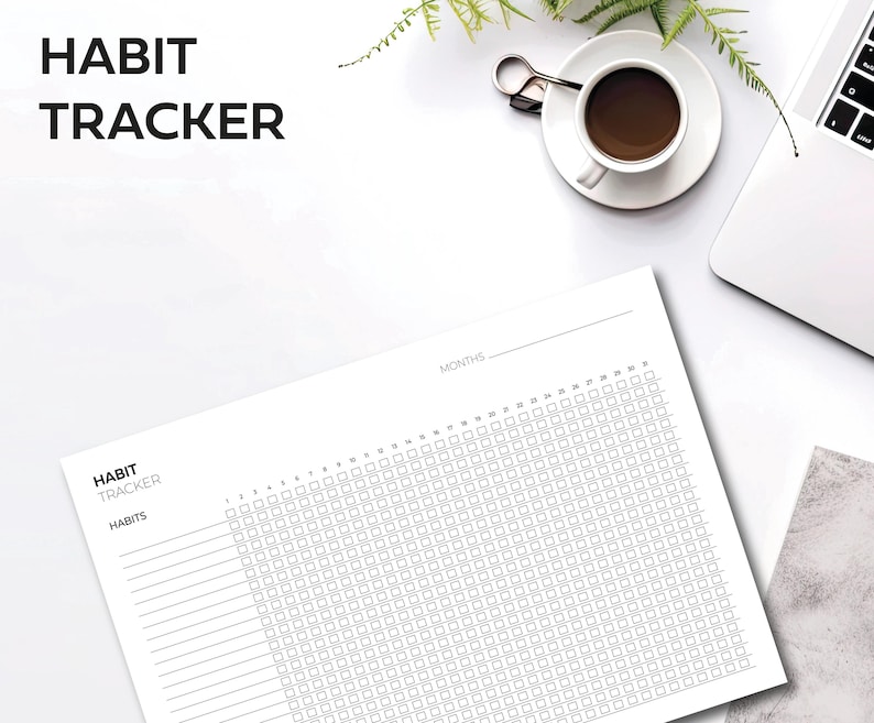 Habit Tracker Printable PDF Minimalist List Printable Routine Tracker ...