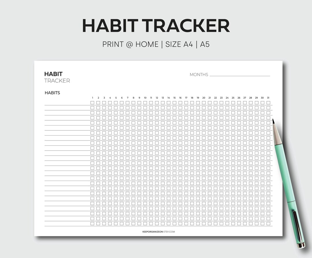 Habit Tracker Printable PDF Minimalist List Printable Routine Tracker ...