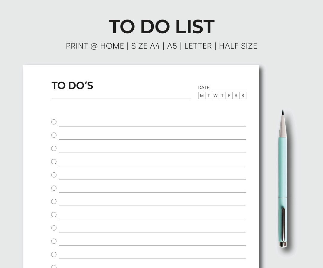 To Do List | Printable PDF | Minimalist List | Printable Planner List ...