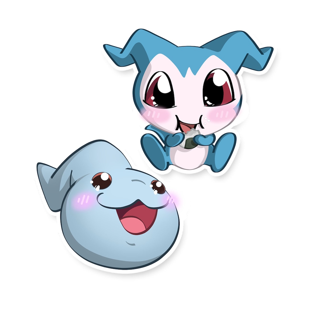 Digimon "v"-line Vinyl Stickers | Chibomon & Demiveemon - Etsy