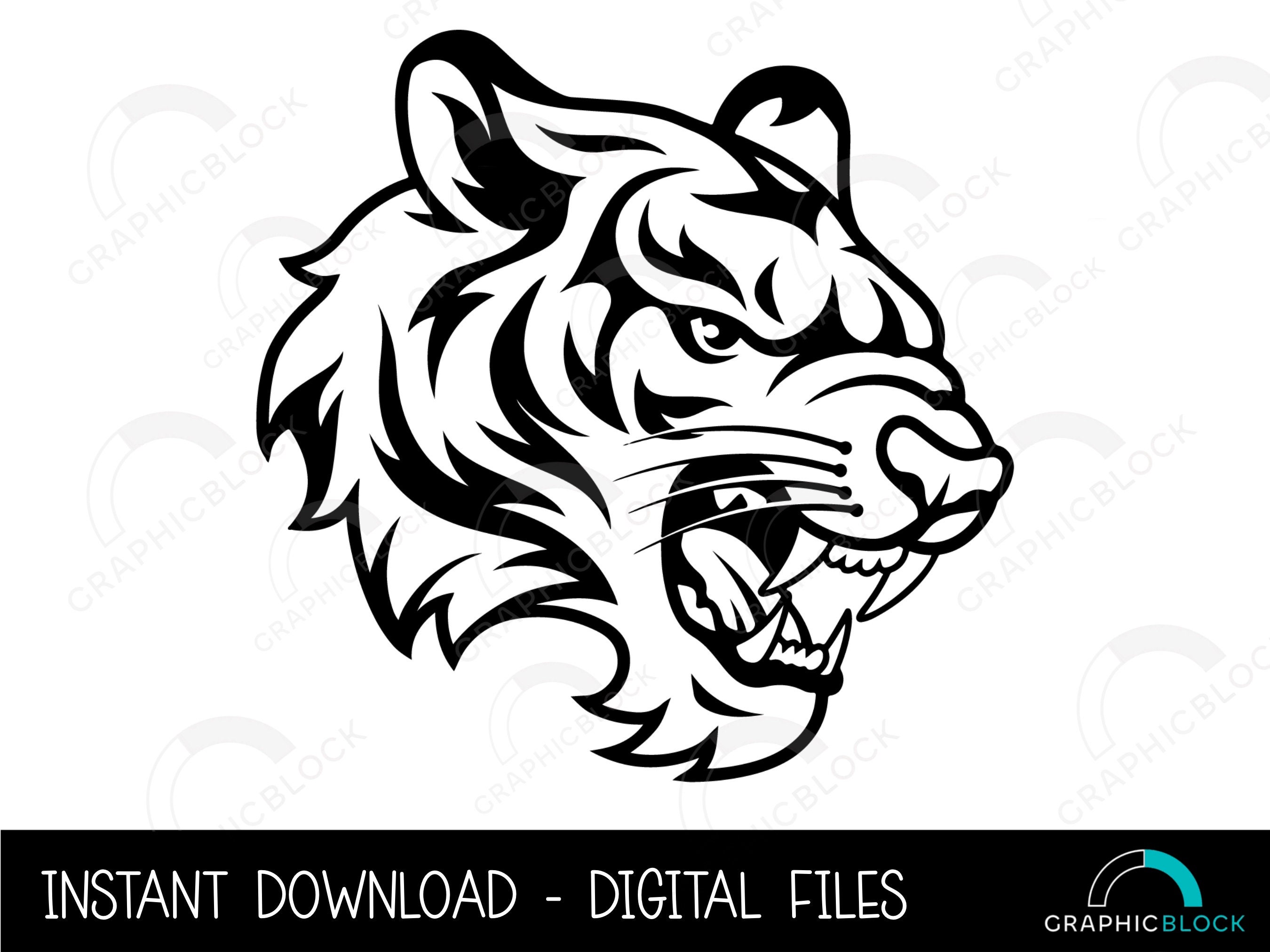 Tiger Head SVG #8, Angry Face PNG, Wild Cat Vector, Cricut Cut File ...