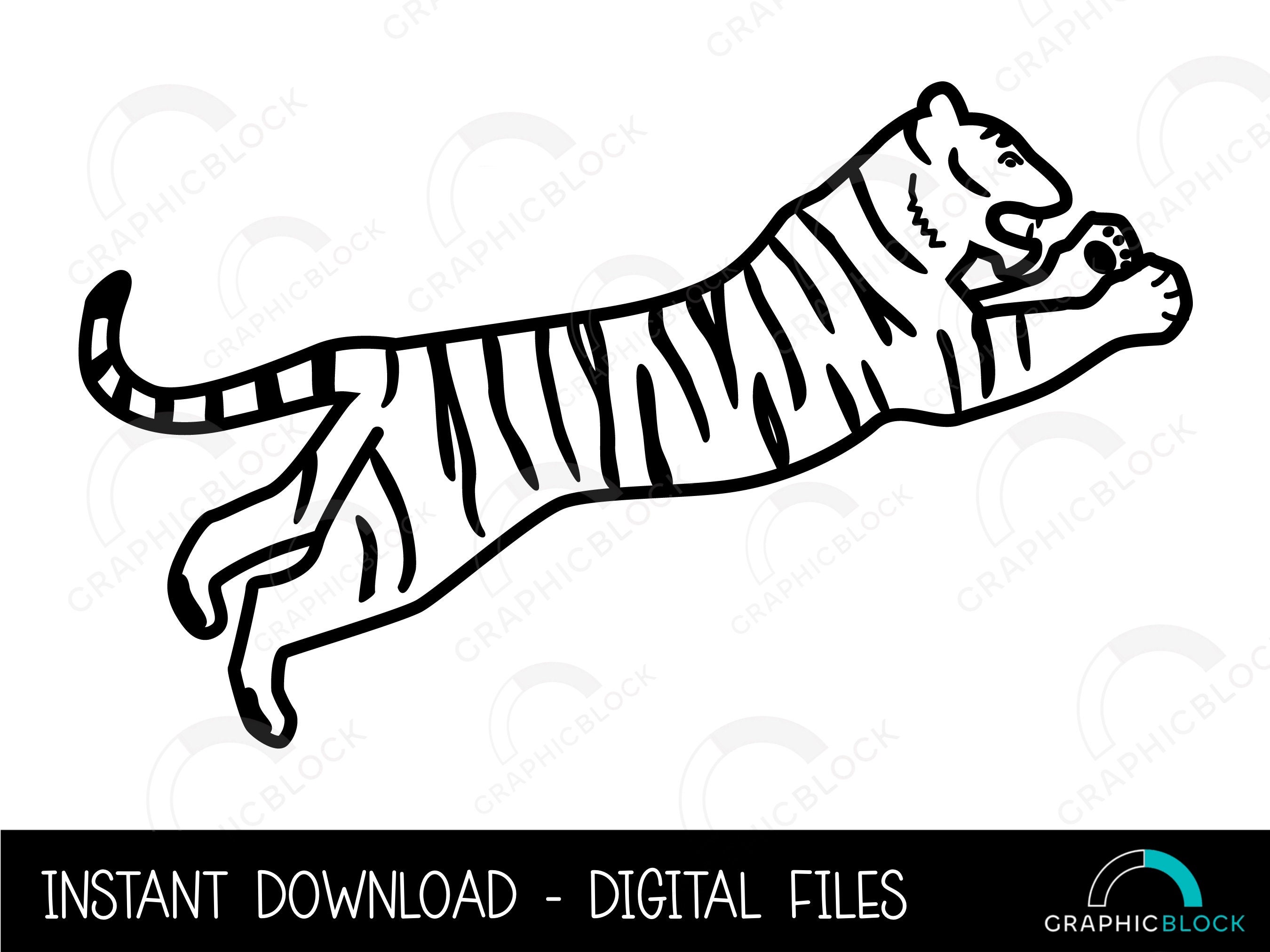 Jumping Tiger SVG, Tiger PNG, Wild Cat Vector, Cricut Cut File, Animal ...