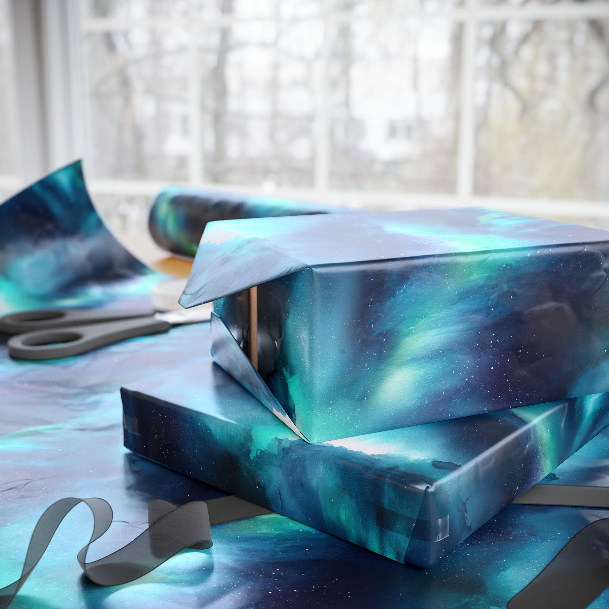 Aurora Borealis Watercolor Wrapping Paper, Celestial Sky Gift Wrap - Etsy