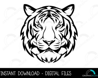 Tiger Head SVG 13 Angry Face PNG Wild Cat Vector Cricut | Etsy