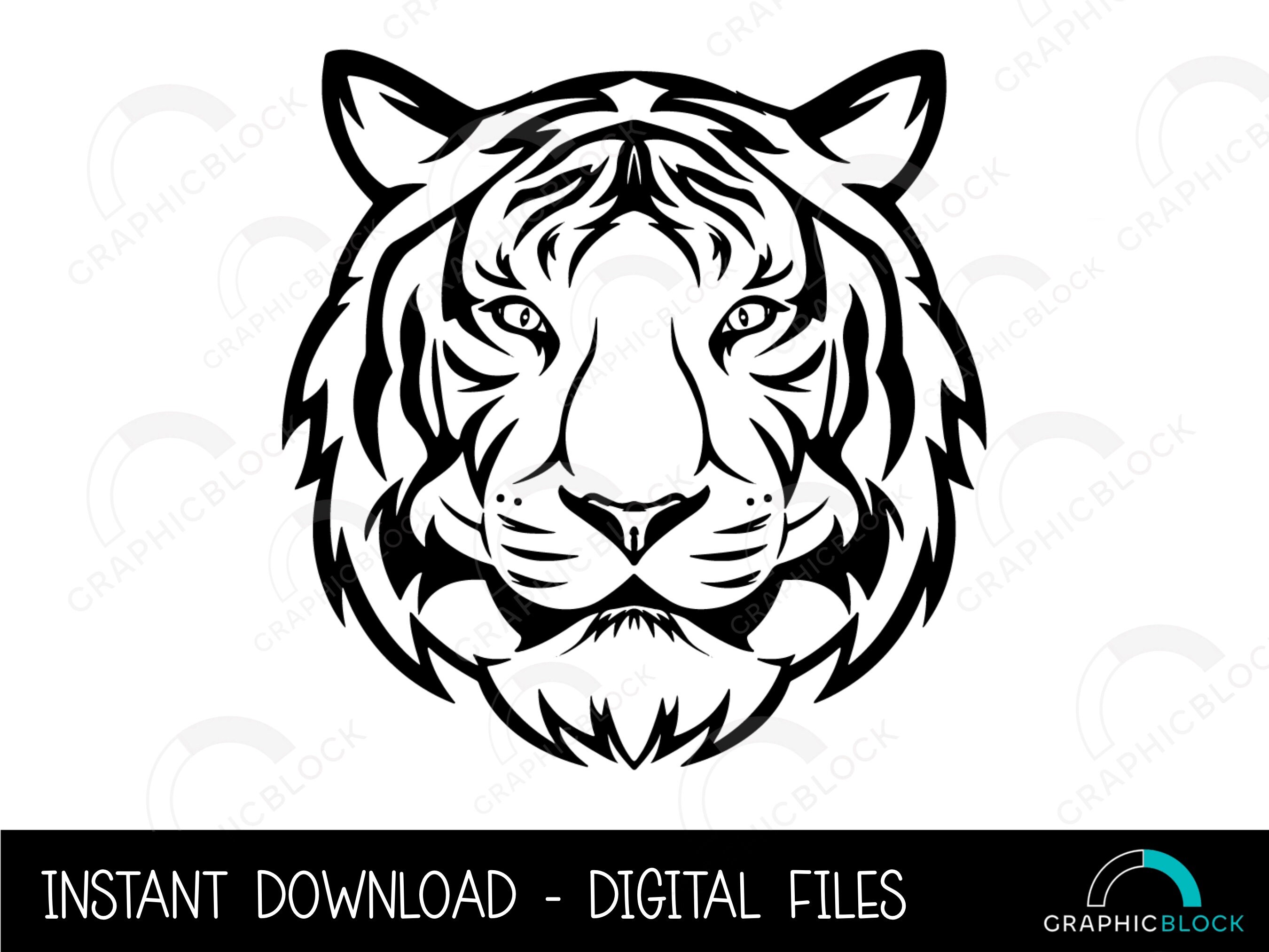 Tiger Head SVG #7, Angry Face PNG, Wild Cat Vector, Cricut Cut File ...