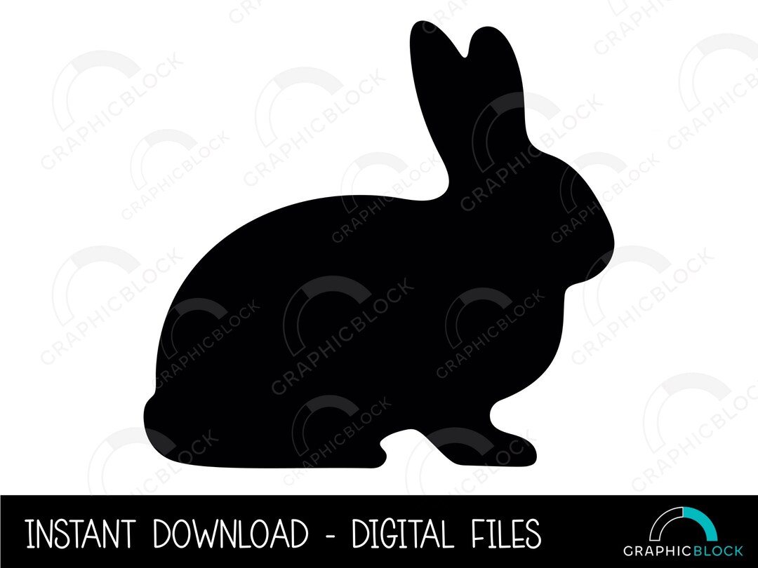 Rabbit Silhouette SVG #4, Easter Bunny PNG, Black Bunny Vector, Outline ...