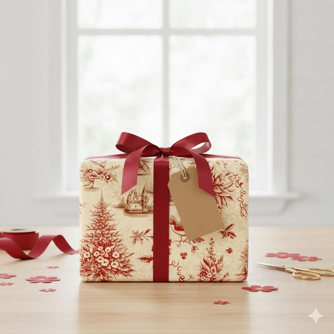 Red Toile Gift Wrapping Paper, Vintage-style 90gsm Fine Art Paper - Etsy