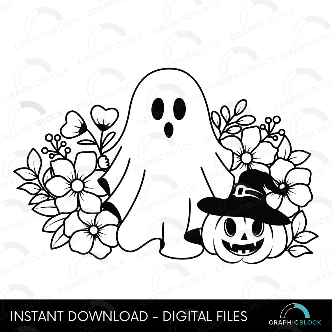 Cute Ghost SVG & PNG Files - Floral Ghost With Flowers - Halloween ...