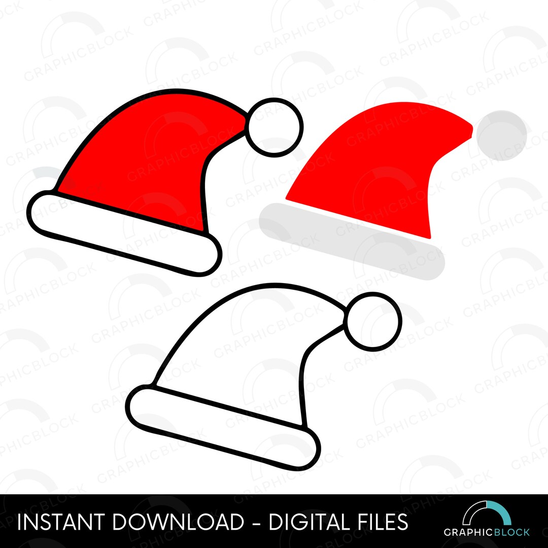 Santa Hat SVG Set: Christmas Clipart, Cricut Cut File (digital Download ...