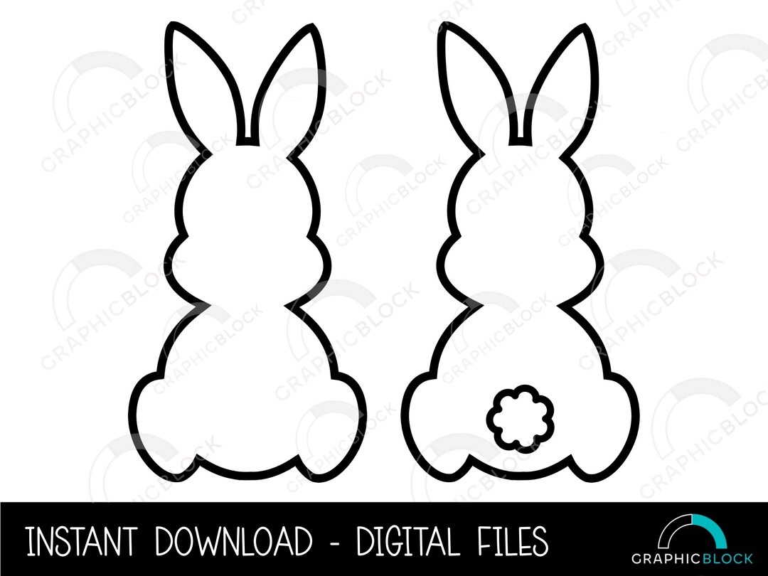 Easter Bunny Outline SVG Bundle, Bunny Silhouette Shape Set, Rabbit ...
