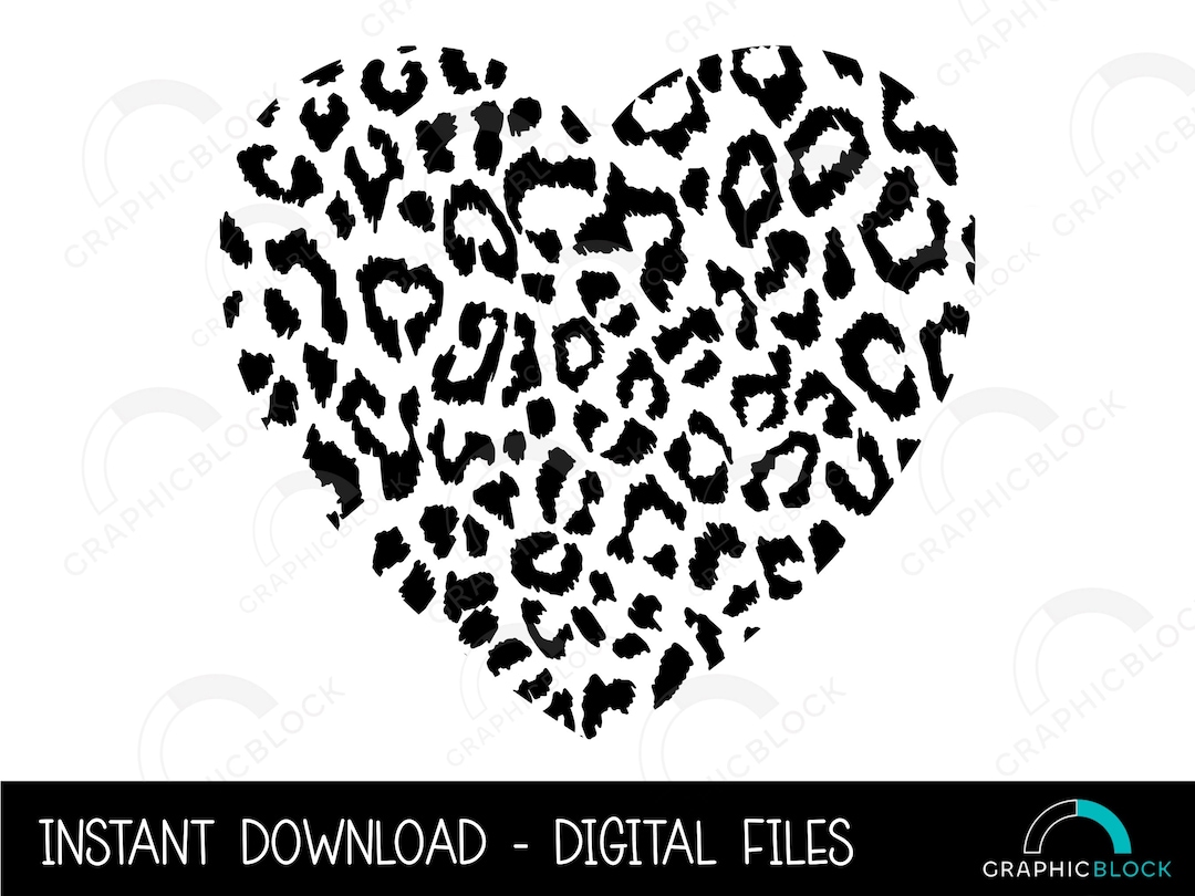 Leopard Print Heart SVG, Animal Heart PNG, Cow Print Svg, Cheetah Heart ...