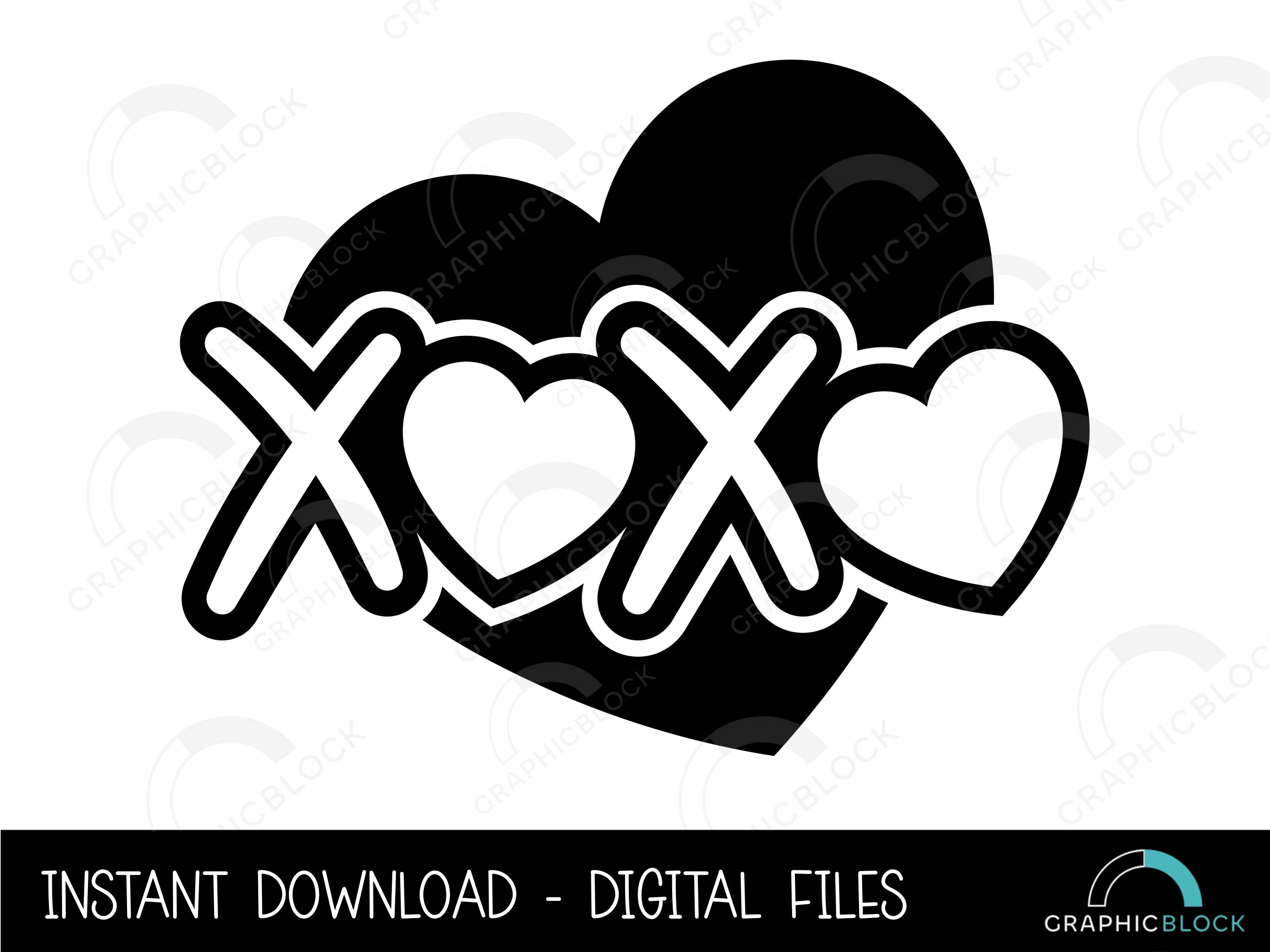 Xoxo Heart SVG, Valentine Heart SVG, Hugs and Kisses Clipart, Cricut ...
