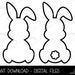 Bunny Shape Outline SVG Set, Easter Bunny Silhouette Set, Rabbit Vector ...