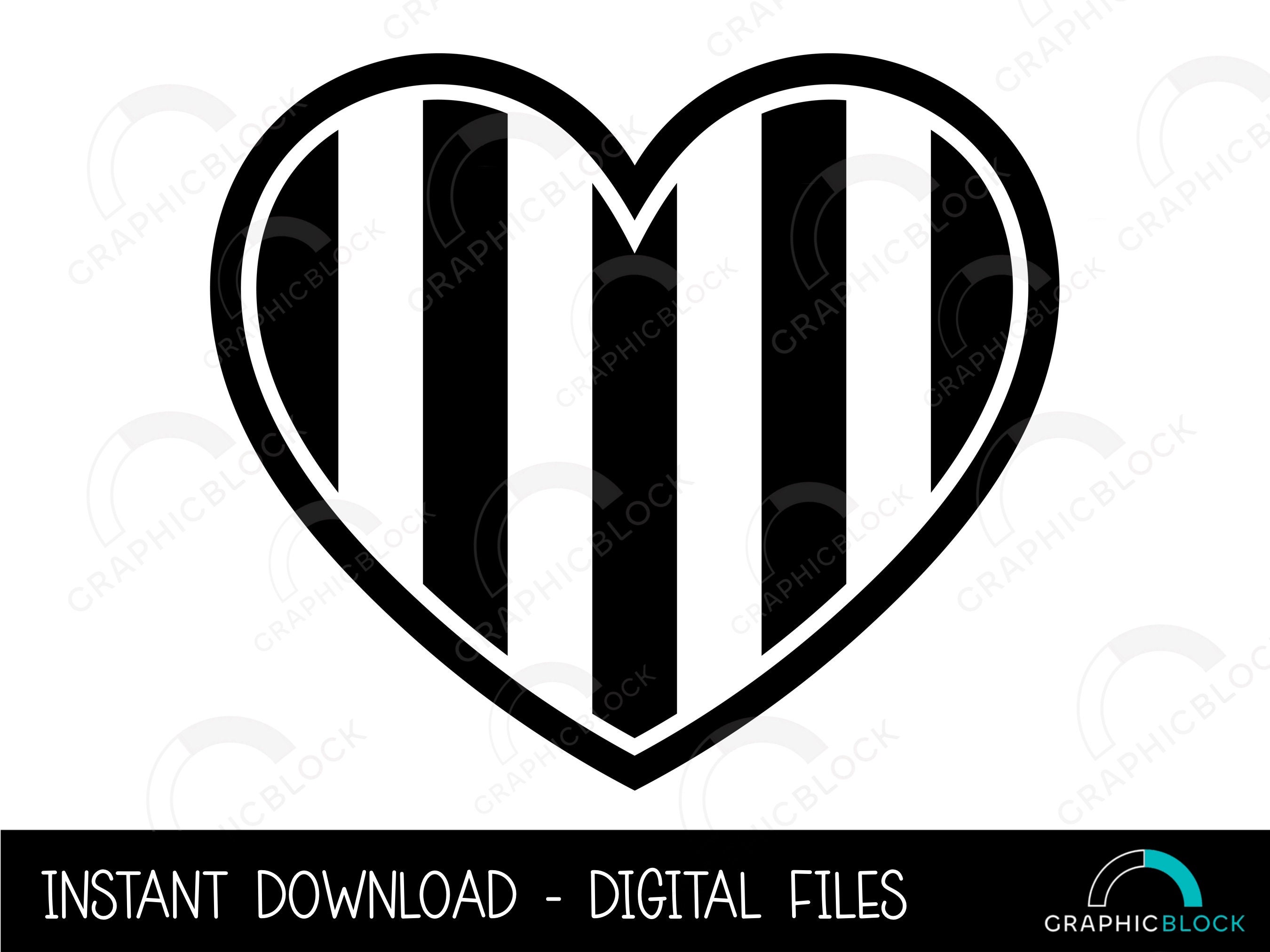 Striped Heart SVG, Heart With Stripes SVG, Black Heart Clipart, Cricut ...