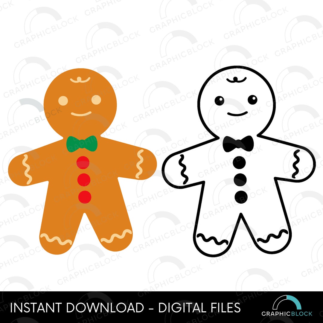 Cute Christmas Gingerbread Man SVG, Cut Files Cricut Silhouette, Kawaii ...