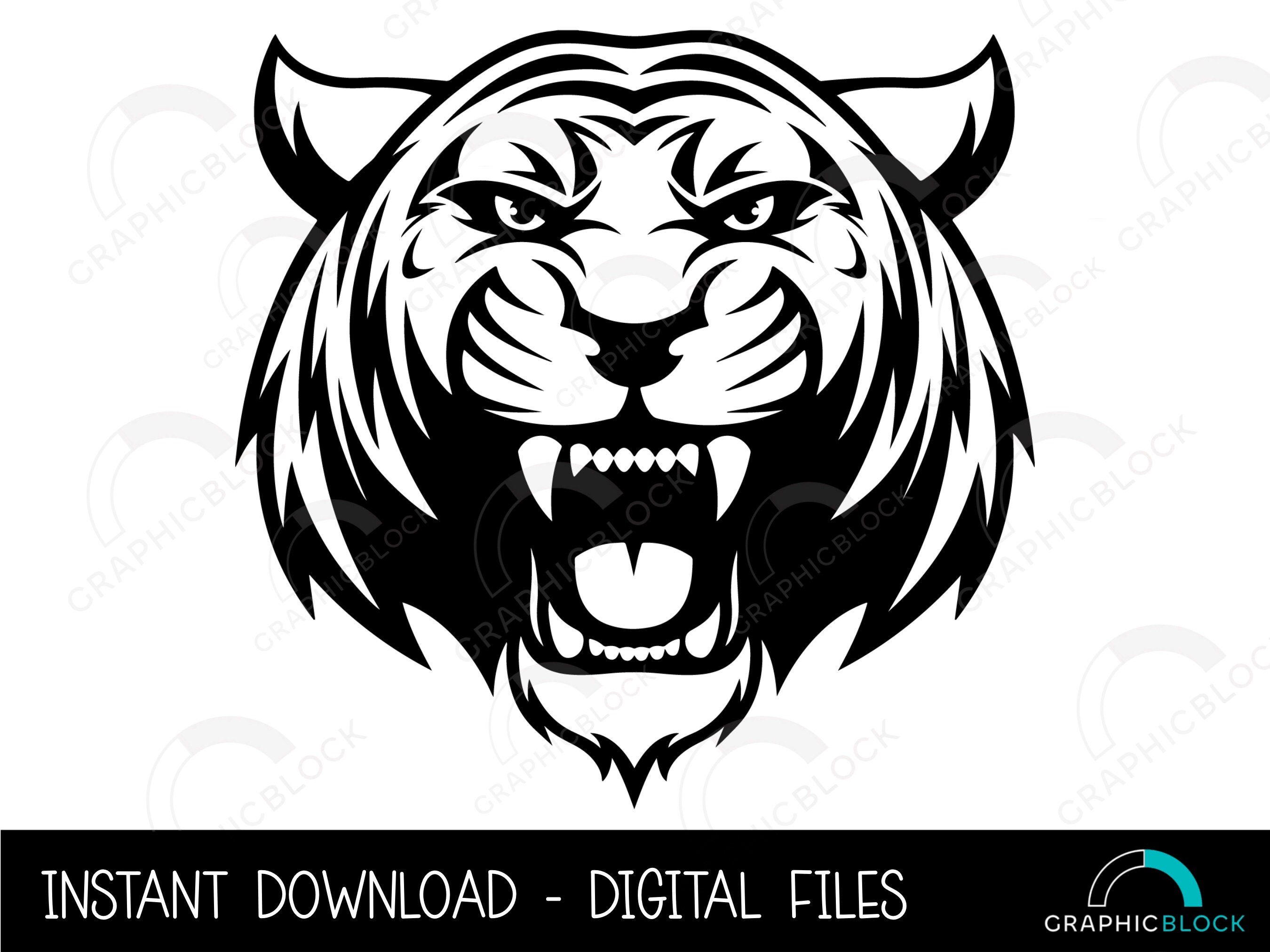 Tiger Head SVG #13, Angry Face PNG, Wild Cat Vector, Cricut Cut File ...